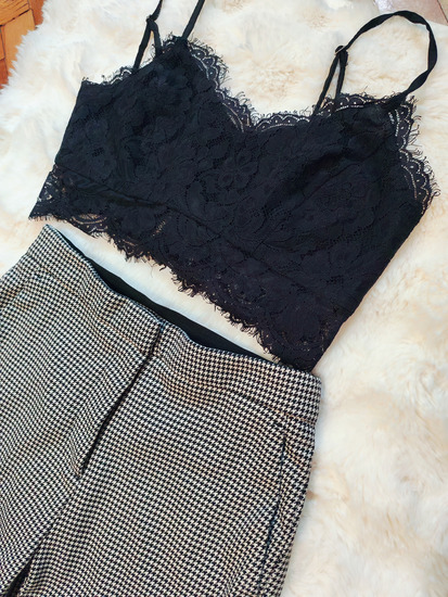 Zara pantalone i Missguided čipkani krop, za XS