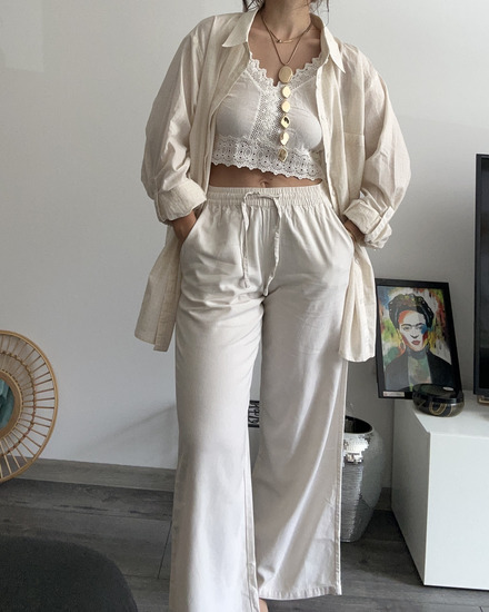 Komplet lanene pantalone i kosulja