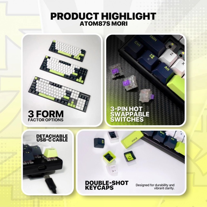 Tastatura Mehanicka Gaming Fantech MK878S RGB Atom 104S Mori bela (Rosie switch)