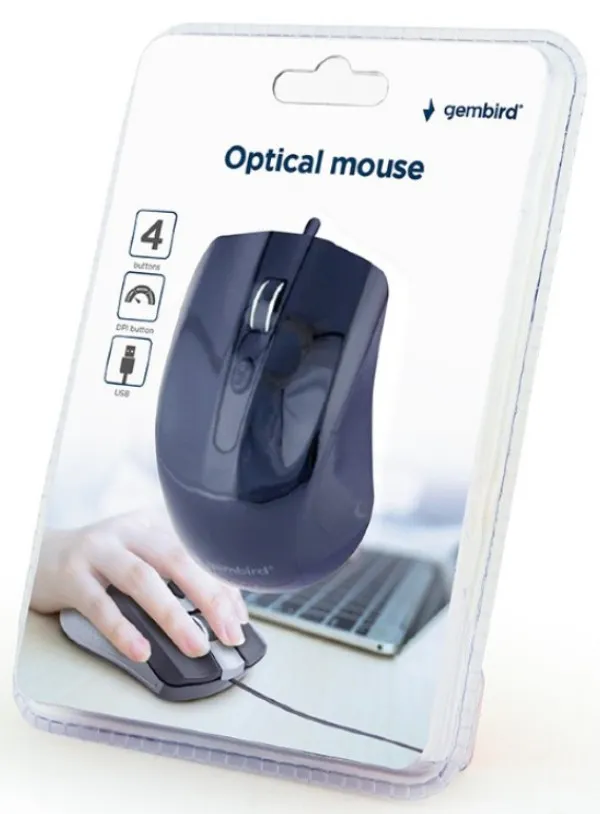 MUS-4B-01 Gembird Opticki mis 800-1200Dpi 4-button black 99mm USB kabl 1,35m