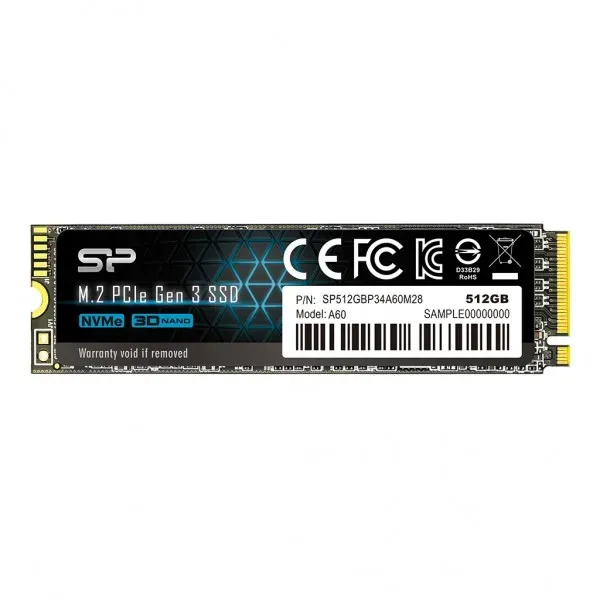 Silicon Power SSD P34A60 512GB M.2, 2280, PCIe 4.0 x4, Read/Write: 2200 / 1600 MB/s