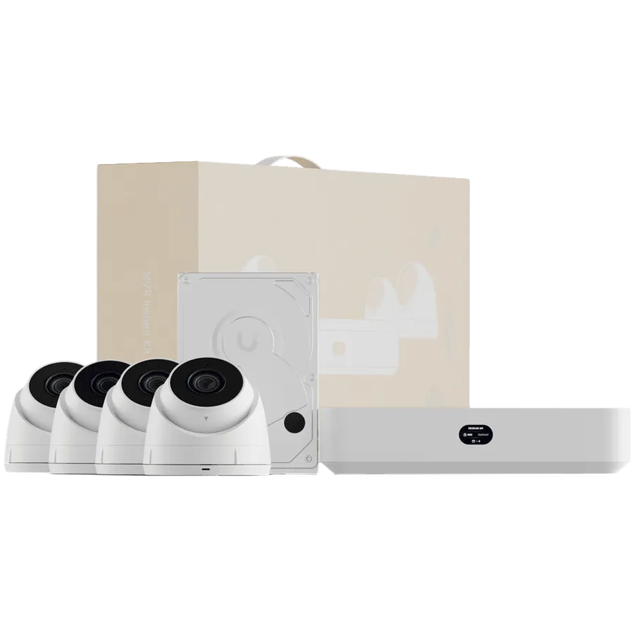 Ubiquiti UniFi UNVR-Instant-KIT-EU Compact Protect NVR Kit, includes (1) UniFi Protect NVR Instant with (4) G5 Turret Ultra cameras and (1) 1TB HDD, delivering an all-in-one solution for fast and ...