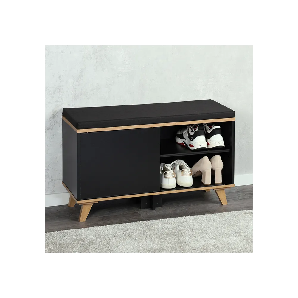 KESPER KSP15943 CIPELARNIK SA JASTUKOM ZA SEDENJE CRNI 77 x 48 x 30 CM