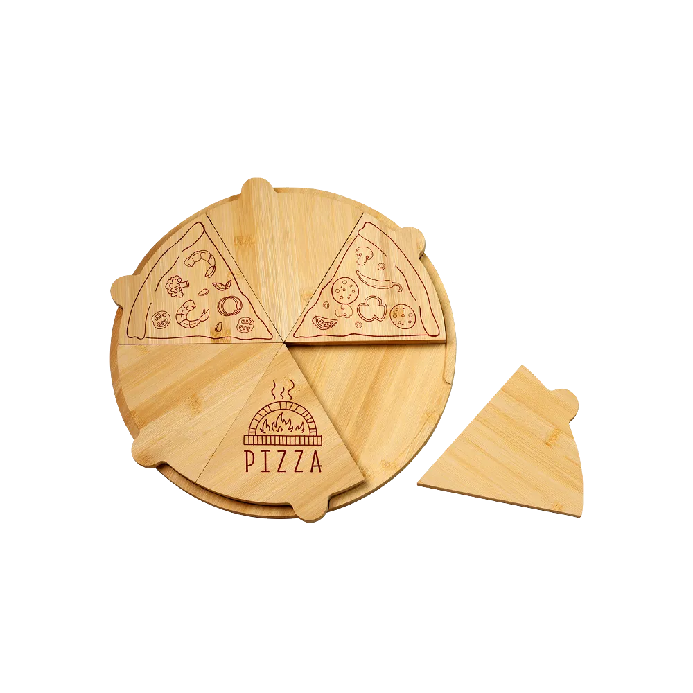 KESPER KSP58468 DASKA ZA PIZZU BAMBUS 36,5 CM SA 6 POJEDINAČNIH KRIŠKI