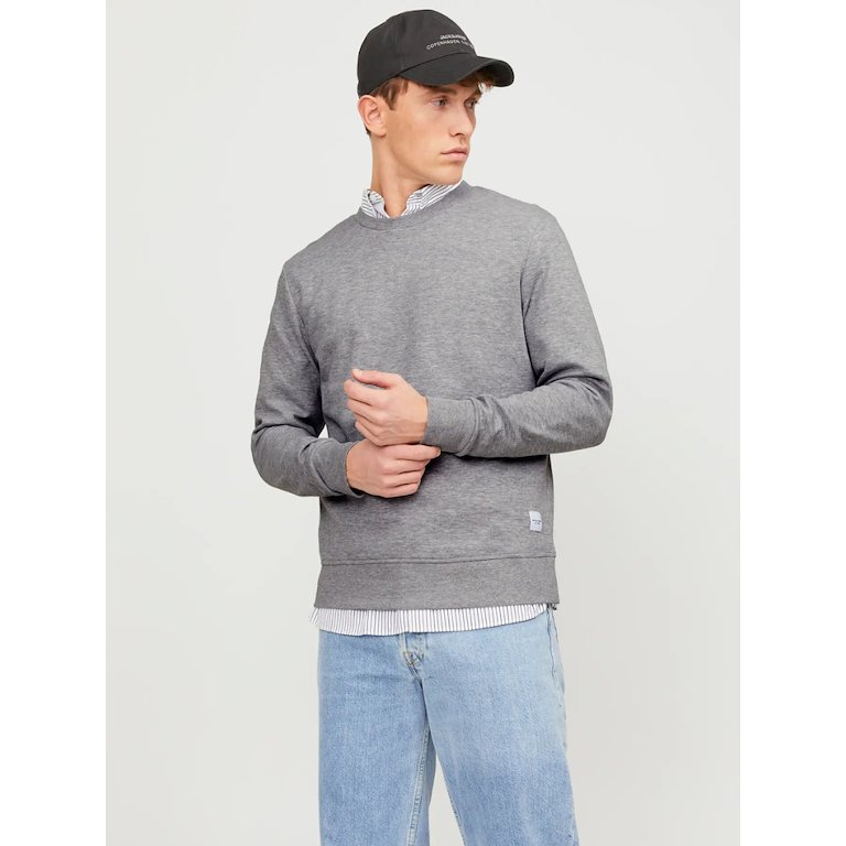 J&J Sivi Muški Duks JJEBASIC SWEAT CREW NECK