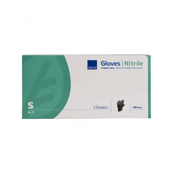 Nitril Rukavice NITRIL bez pudera Abena S crne 1/100