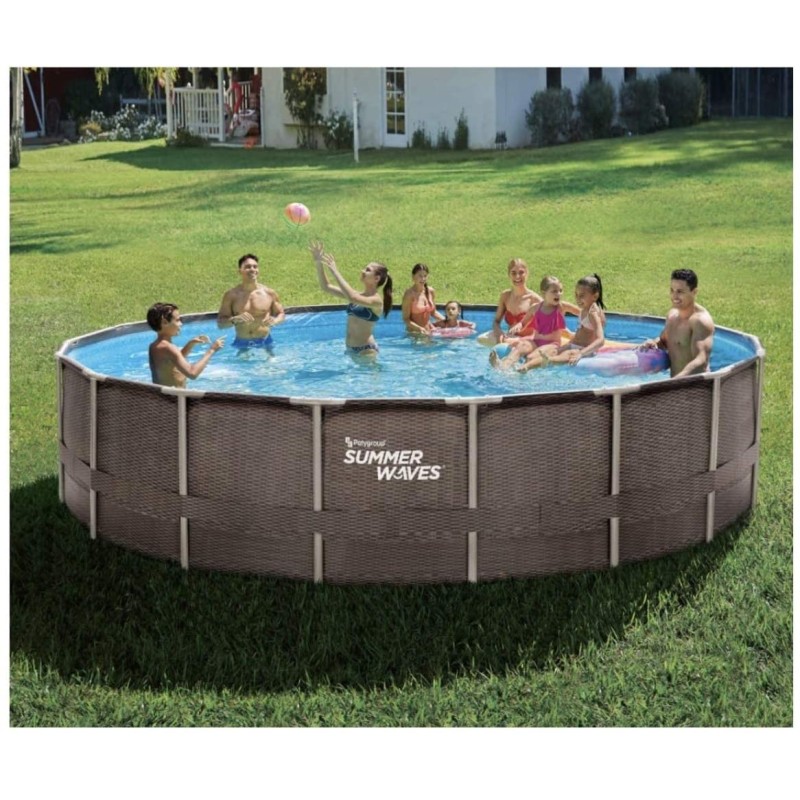 Okrugli Bazen Sa Metalnim Ramom 305 X 76 Cm Summer Waves Rattan + Filter Pumpa