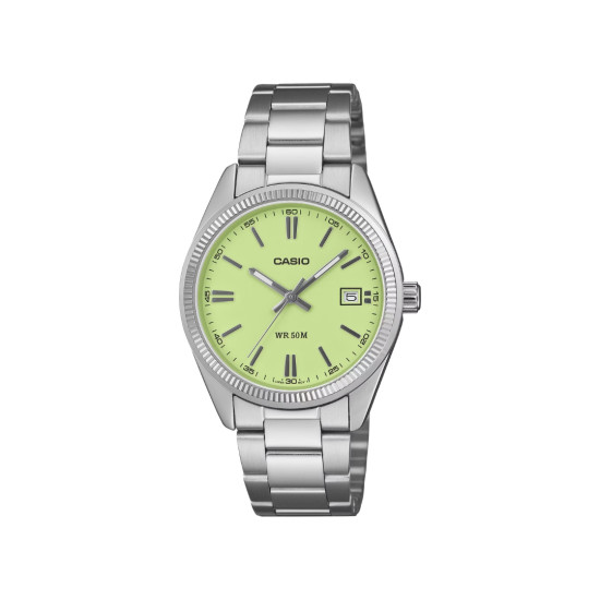Casio UTP-1302PD-3A2 unisex Heritage Mid-Size Fluted Bezel Neon Lime Sunray Dial 35mm