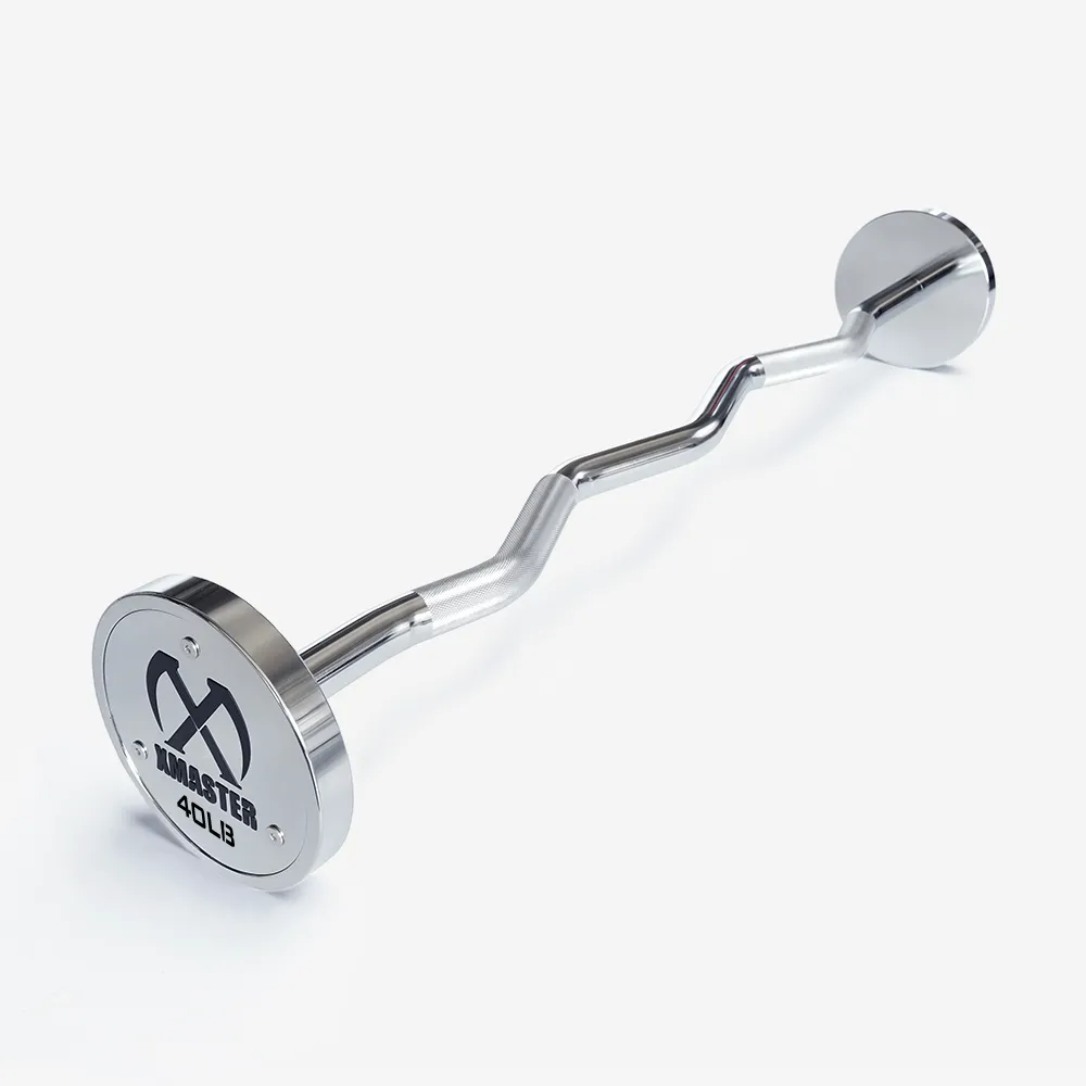 Chromed Steel Fixed Curl Barbell