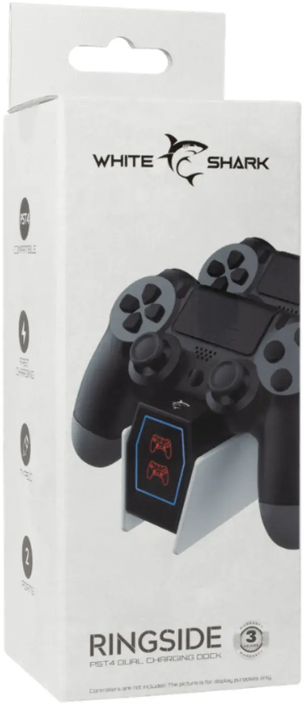 WHITE SHARK Ringside dock za punjenje dva PS4 kontrolera, Crni