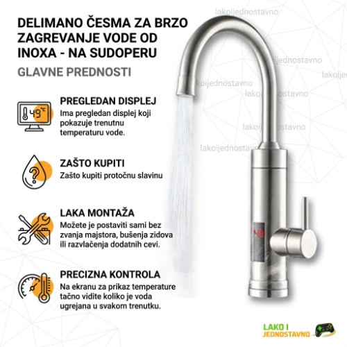 Delimano česma za brzo zagrevanje vode od inoxa – na sudoperu