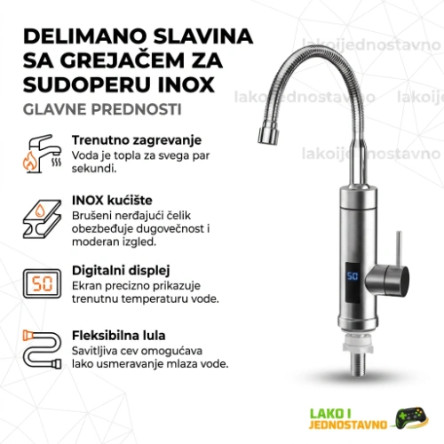Delimano Slavina sa Grejačem za Sudoperu INOX