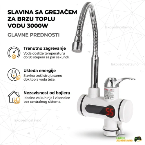 Slavina sa grejačem za brzu toplu vodu 3000W