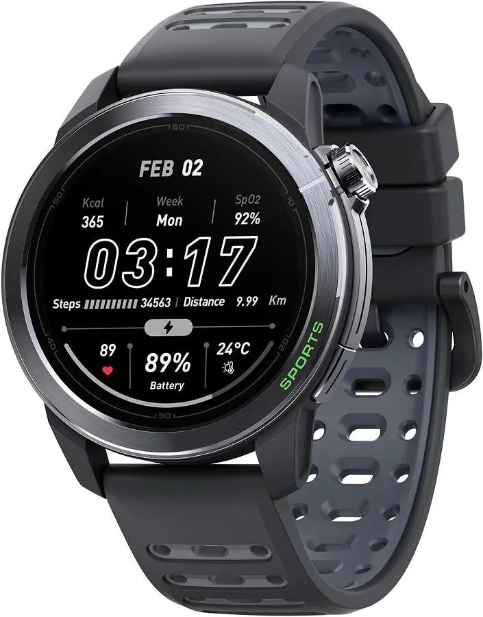 Mibro Pametni sat Gs Active 2, 1.32", GPS, 2 narukvice, Tamnosivi