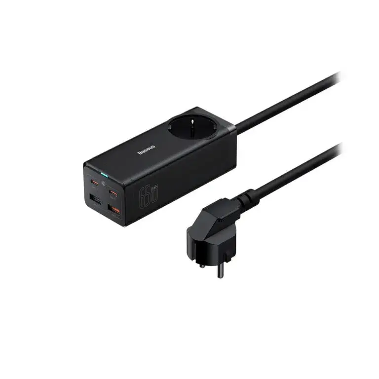 BASEUS Produžni kabl GaN3 Pro AC+2U+2C 65W, Crni + BASEUS Kabl Xiaobai Type-C to Type-C 100W(20V/5A) ,1m, Crni