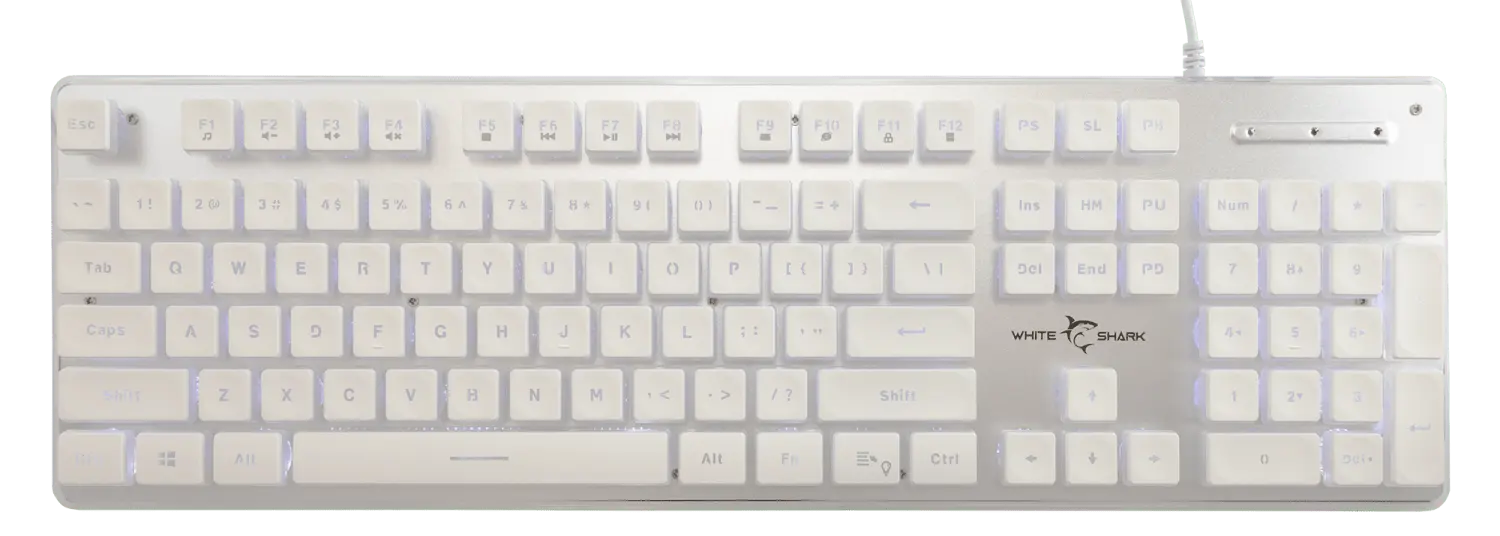 White Shark Gaming tastatura WS GK 003141, Tachi USB, Membranska, Bela
