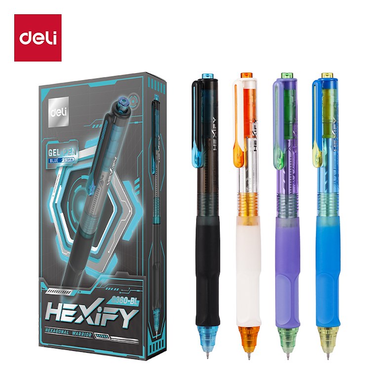 DELI ROLER GEL HEXIFY sa dve kuglice 0.5 mm PLAVI EG360-BLID: EK000870474