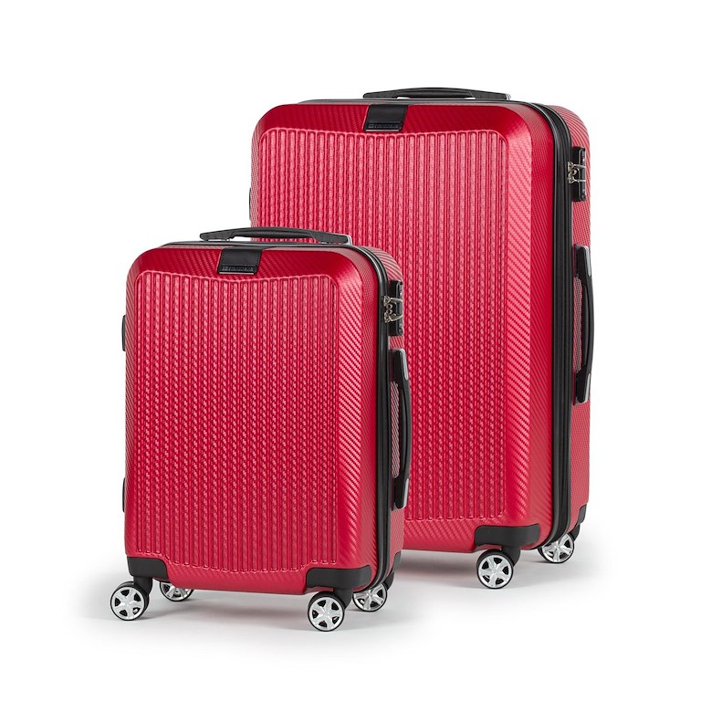 Set putnih kofera Scandinavia Carbon Series - crveni, 60 l + 40l