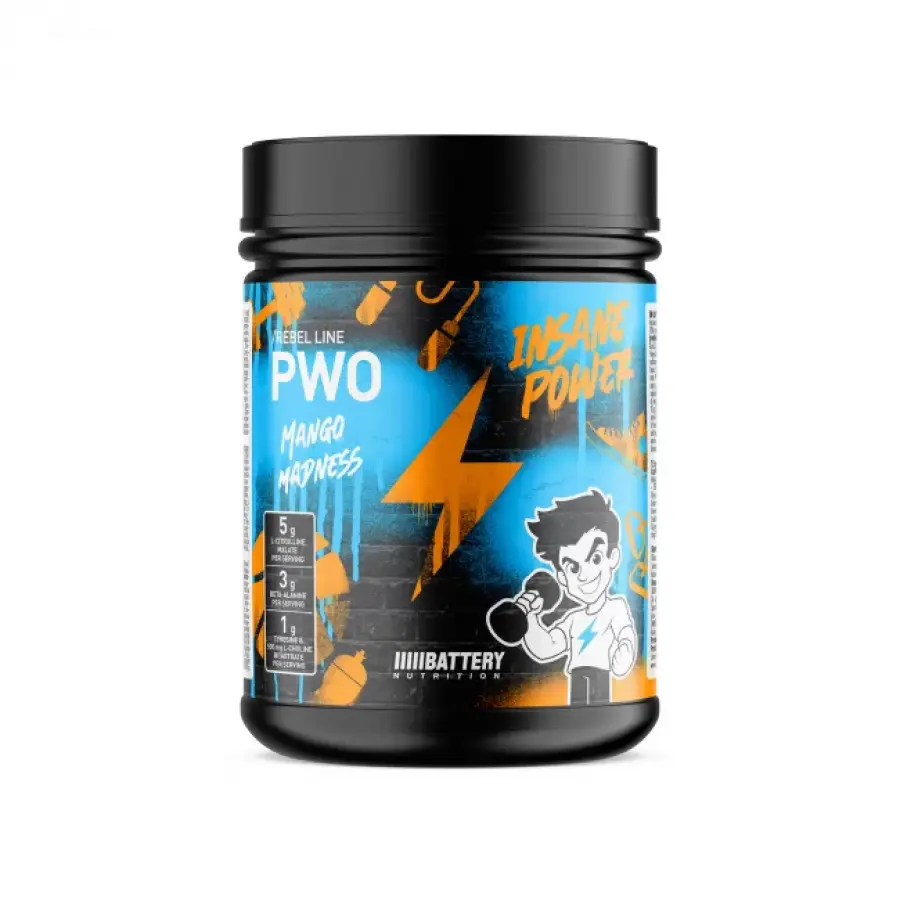 Battery Nutrition Pre-Workout Rebel PWO, Mango, 300g