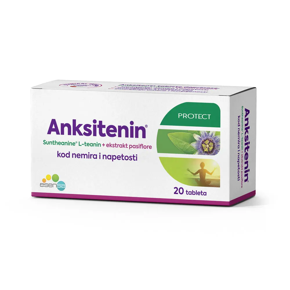 Anksitenin za smanjenje stresa, L-teanin + Ekstrakt pasiflore, 20 tableta