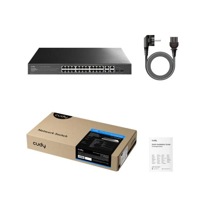Svič 10/100/1000 26-port Cudy GS1028ES2 Light Managed PoE+ sa 2x combo porta