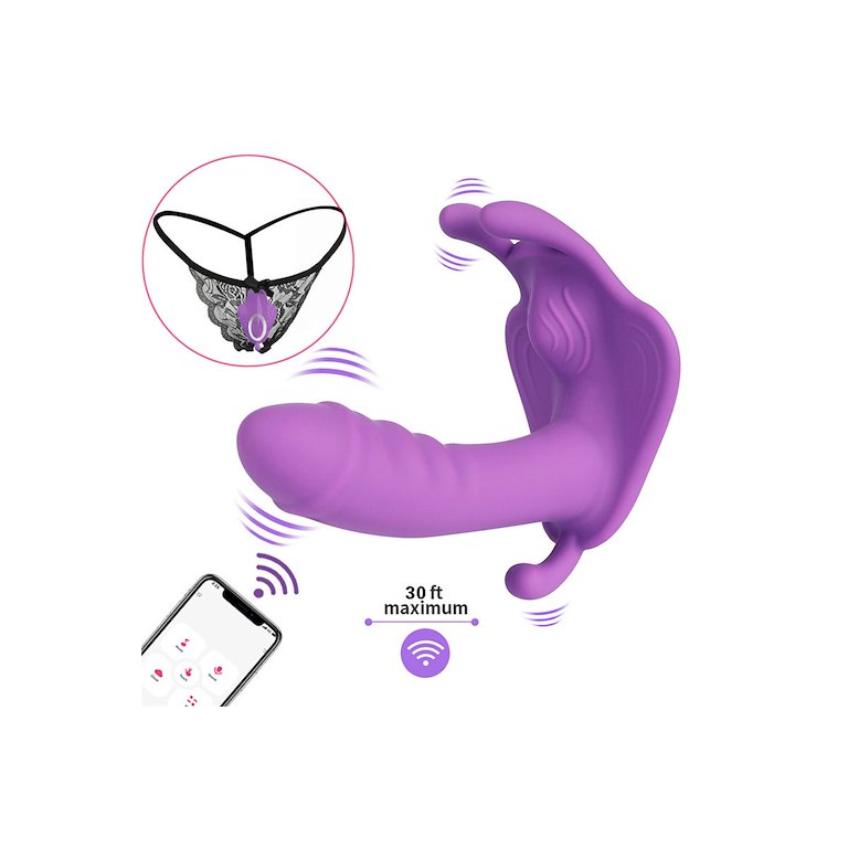 Nosivi leptir vibrator sa daljinskim (nevidljivi) ljubičasta
