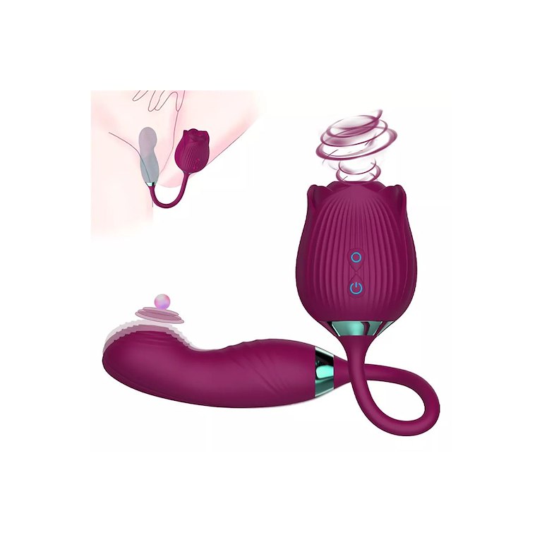 Rose vibrator (ruža vibrator) – sisanje i vibriranje (silikon) crvena
