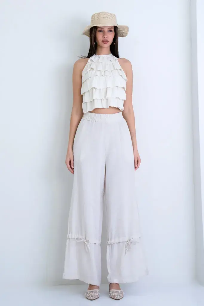 Trend Alacati Stili Ženske pantalone Alc-X15172, Krem