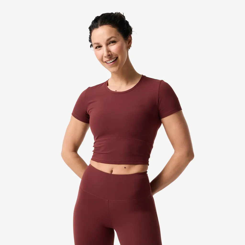 Bordo ženska majica kratkih rukava za jogu i pilates
