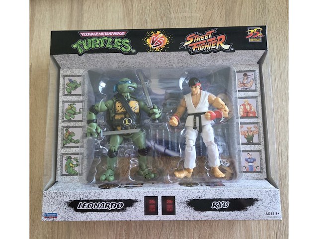 TMNT Leonardo vs Street Fighter Ryu figure box set