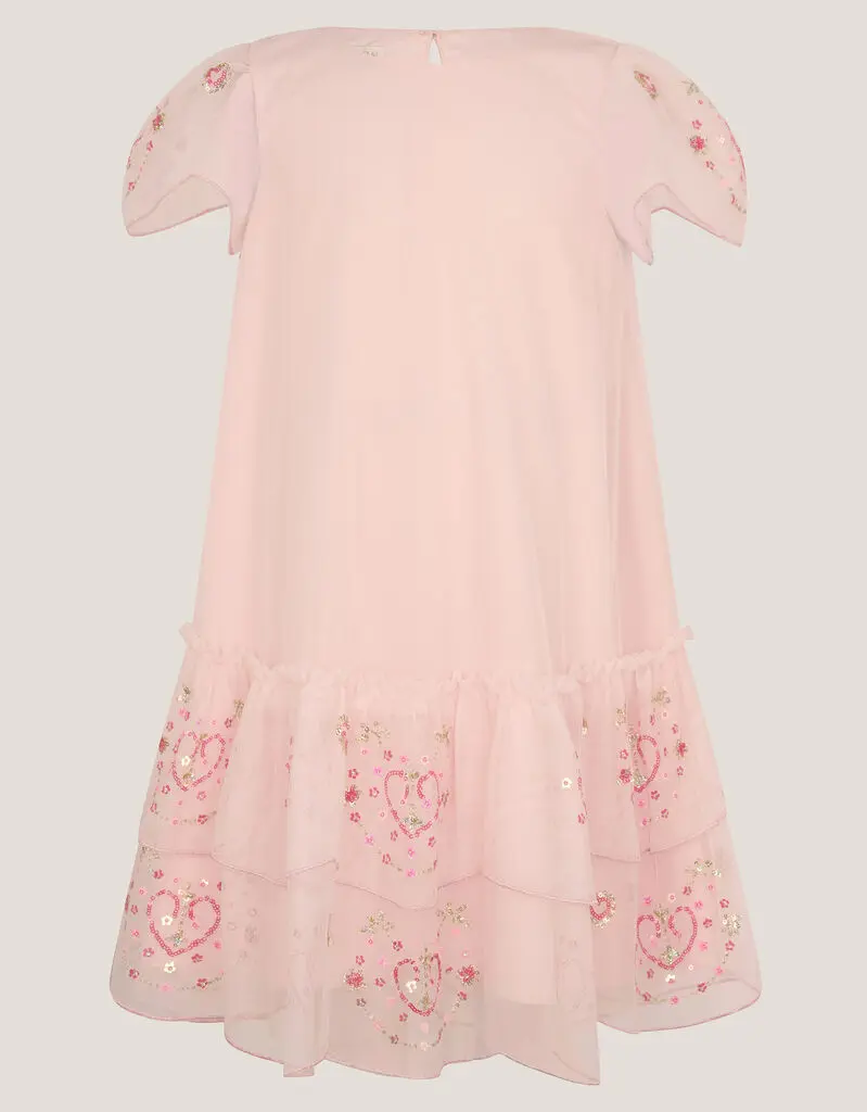 Monsoon Children Haljina za devojčice Heart mesh trapeze, Roze