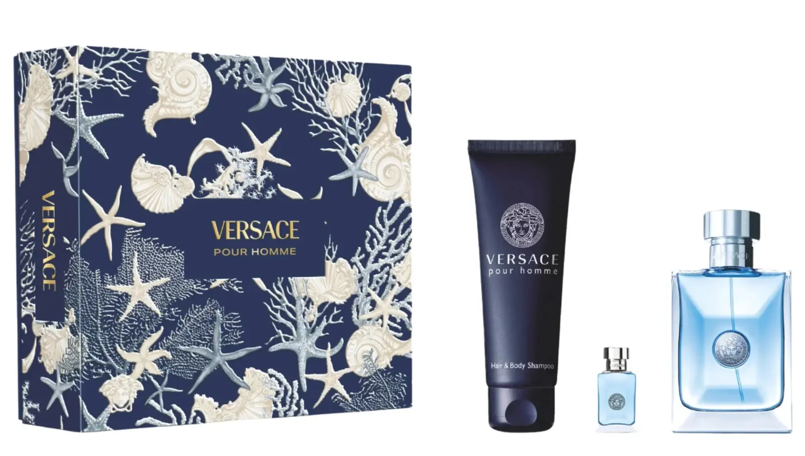 Versace Muški parfemski set Pour Homme, EDT, 100 ml + Gel za tuširanje, 150 ml + EDT, 5 ml