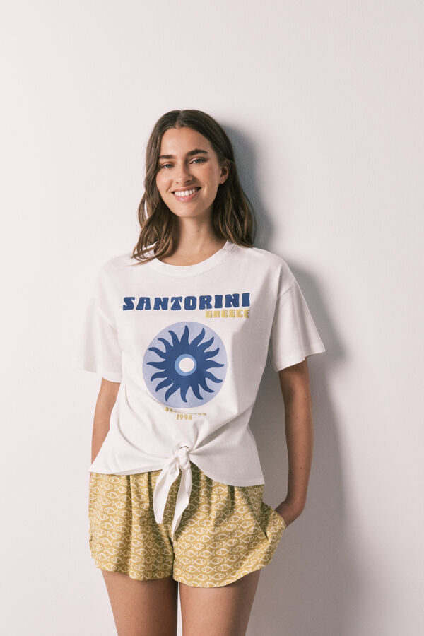 Kurzer Baumwoll-Pyjama Santorini