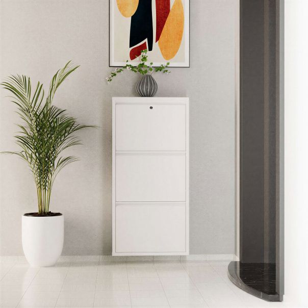 HANAH HOME Cipelarnik Locking Metal, bela
