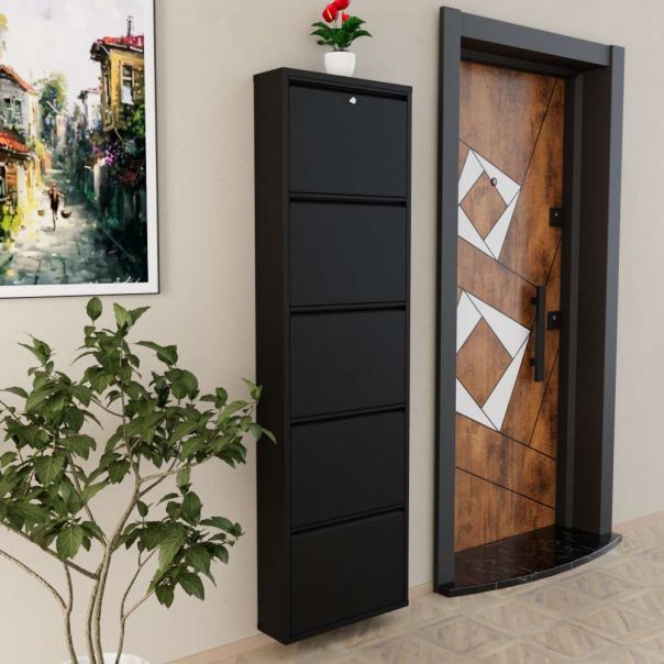 HANAH HOME Cipelarnik Locking Metal, crna