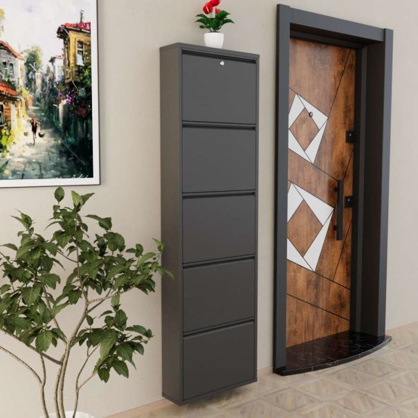HANAH HOME Cipelarnik Locking Metal, antracit