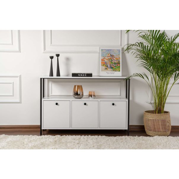 NORDURE Komoda Solace, bela/crna