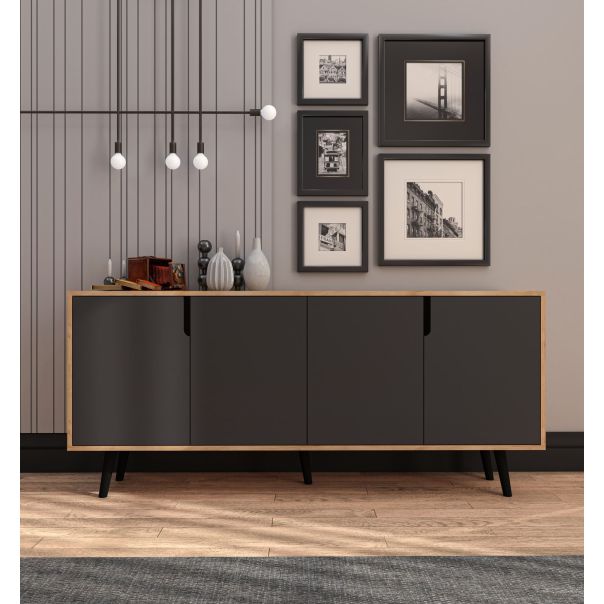 HANAH HOME Komoda Latina Modern 180, svetlo braon/antracit
