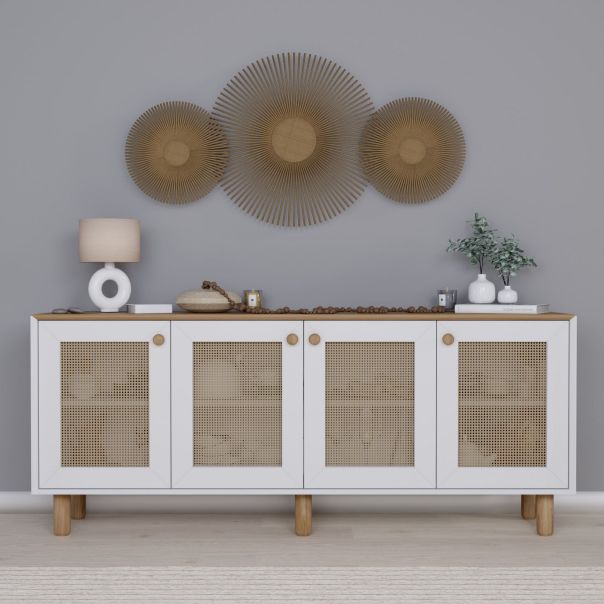 HANAH HOME Komoda Bohemian 1600-133, bela/braon