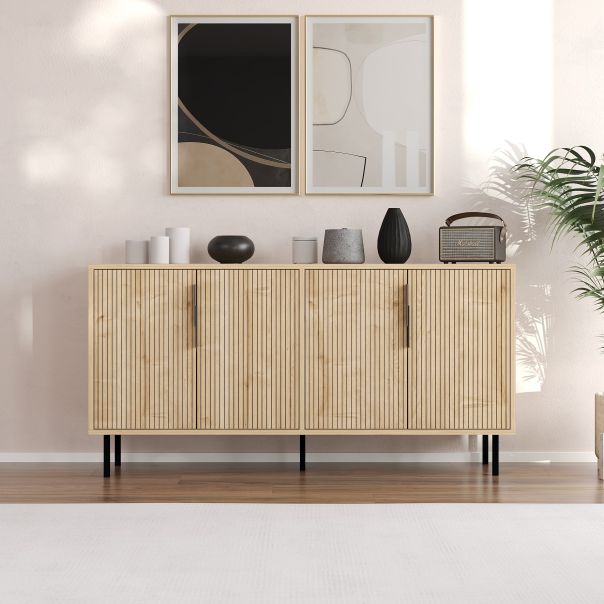 HANAH HOME Komoda Clara, svetlo braon/crna