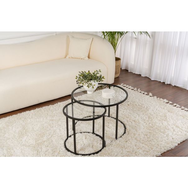 NORDURE Set klub stolova Aurum 2/1, crna/providna