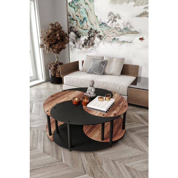 HANAH HOME Set klub stolova Yi Yang4L 70, braon/crna