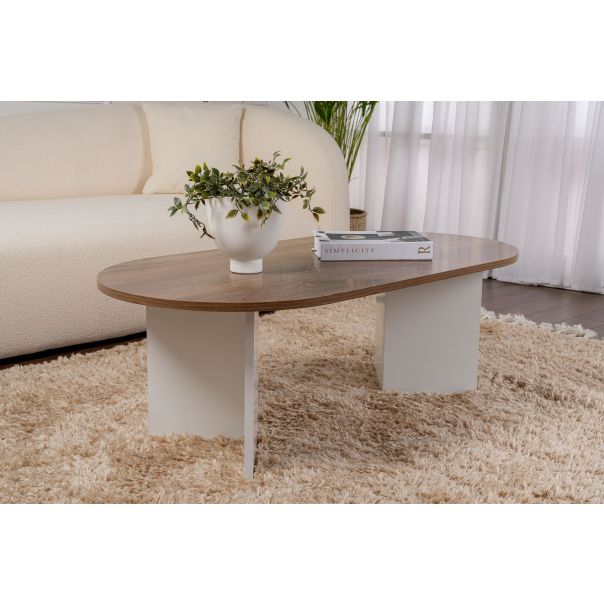 NORDURE Klub sto Sable, braon/bela
