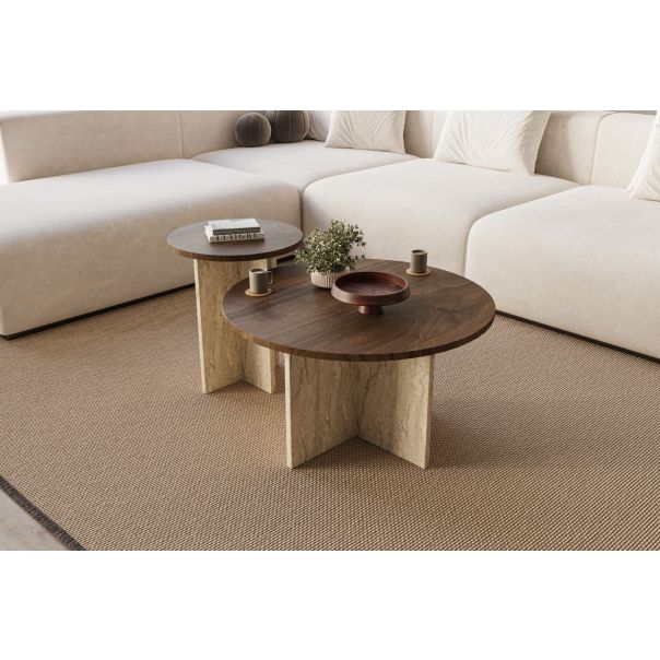 HANAH HOME Set klub stolova Private 2/1, braon/mermerna