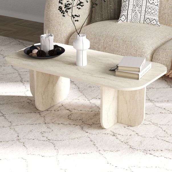 HANAH HOME Klub sto Becaj, mermerna krem