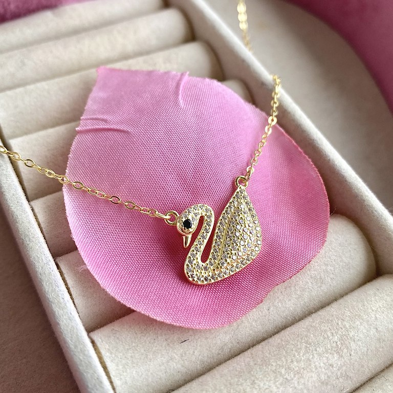 Srebrna ogrlica „Golden Swan“ L218