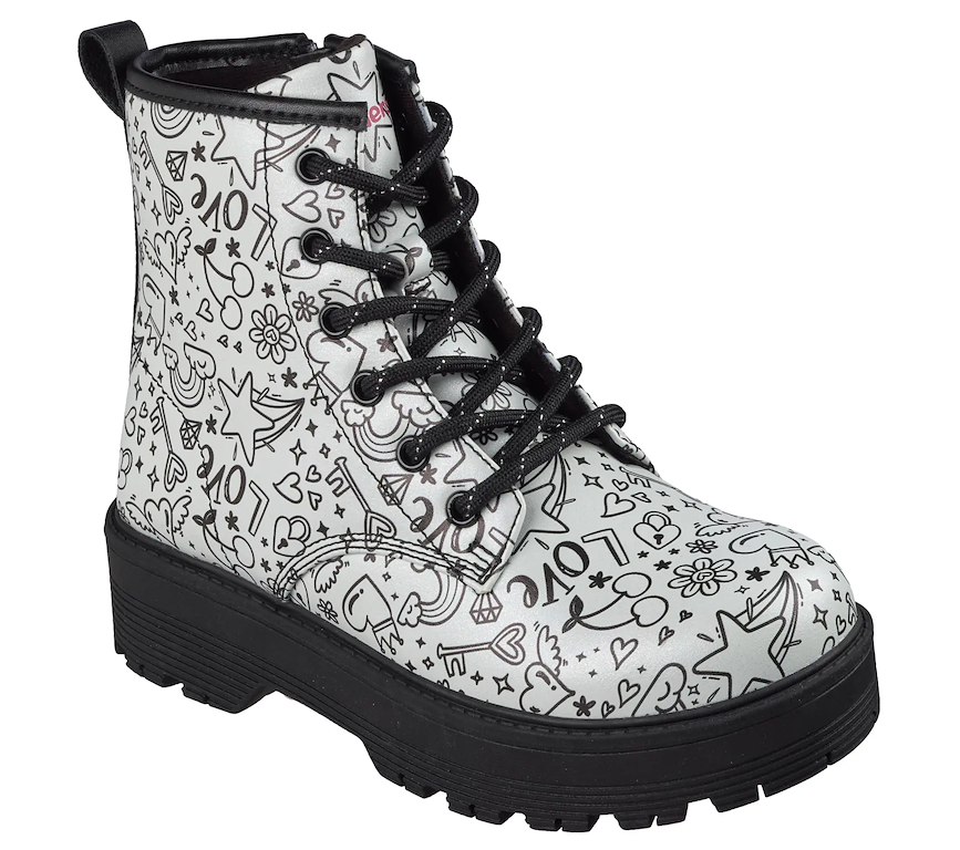 Skechers Čizme za devojčice Gravlen hi doodle down, Bele