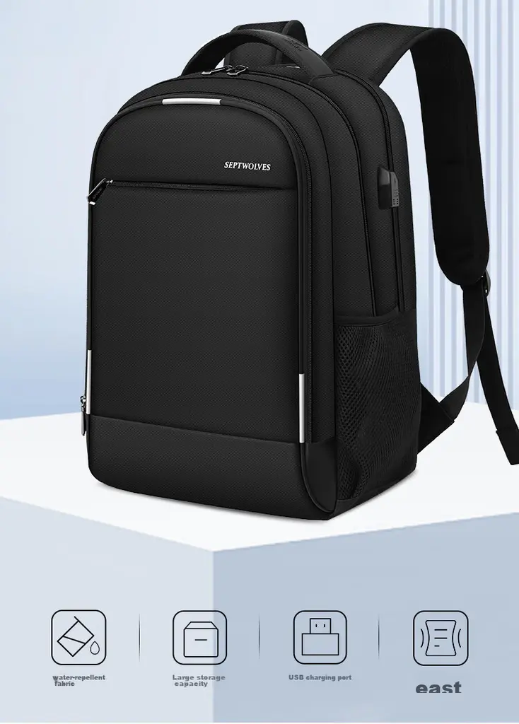 Septwolves Muški ranac za laptop, 17.3", Crni