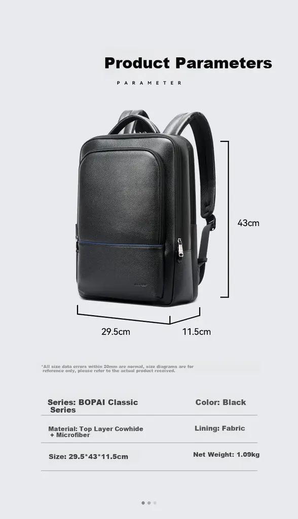 Bopai Muški ranac za laptop, 16"; Crni