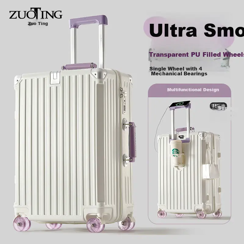 Zuoting Kofer, 61 cm, Belo-ljubičasti